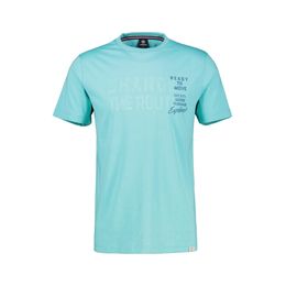 T-Shirt Lerros, Herren, Gr. L, coastal blau, Single Jersey, Obermaterial: 100% Baumwolle, bedruckt, regular fit taillenbedeckt, Rundhals, gerader Abschluss, Shirts T-Shirt, mit Schriftzug