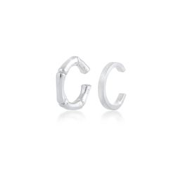 Paar Ohrklemmen Elli "Ohrringe 2er Set Earcuff Bambus Minimal Basic 925 Silber" Gr. 14, silber, Ohrringe, Damen, Silber 925 (Sterlingsilber), Paar Ohrklemmen