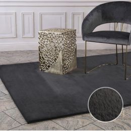 Hochflor-Teppich Carpet City "TOPIA 400", grau (anthrazit), B:120cm H:21mm L:170cm, Polyester, Teppiche, Hochflor-Teppich, Kunstfell-Teppich mit Kaninchenfell-Optik, Haptik, Schlafzimmer
