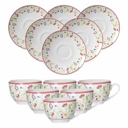 Ritzenhoff & Breker Tasse RITZENHOFF & BREKER "Kaffeetassen mit Untertassen Shanti 220 ml 6er Set bunt", bunt, 12 tlg., Porzellan, Trinkgef&auml;&szlig;e, Tasse