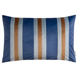 Dekokissen Tom Tailor HOME "Velvet Stripe", blau, B:60cm L:40cm, Obermaterial: 100% Polyester, Dekokissen_Sitzkissen_Kissenh&uuml;llen, Dekokissen, aus weichem Velvet