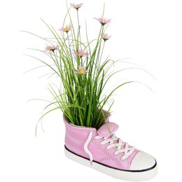 Kunstblume I.GE.A. "Grasbusch mit Margeriten im Turnschuh", rosa, B:27cm H:43cm L:14cm, Kunststoff, Kunstpflanzen, Kunstblume