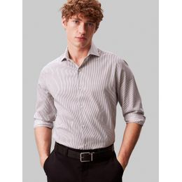 Businesshemd Calvin Klein "SLIM SFT WSHD STR STP", Herren, Gr. 43, N-Gr, navy, Web, Obermaterial: 80% Baumwolle, 18% Lyocell, 2% Elasthan, gemustert, gestreift, slim fit normal, Rundhals, eingesetzt Manschette, Hemden Businesshemd, Slim fit mit Knopfleiste