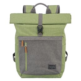 Freizeitrucksack Travelite "BASICS Rollup Rucksack", Damen, Gr. B/H/T: 37cm x 60cm x 16cm, gr&uuml;n (gr&uuml;n, grau), Polyester, Rucks&auml;cke Freizeitrucksack, Arbeitsrucksack Sportrucksack Reiserucksack Schulrucksack