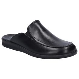 Clog Josef Seibel "Belfort 20", Herren, Gr. 50, schwarz, Leder, Schuhe Clog, Sabot, Pantoffel, Hausschuh in Weite G (weit)