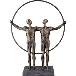 Dekofigur CASABLANCA BY GILDE "Skulptur two men", braun (bronzefarben), B:27cm H:35,5cm T:8cm, Kunstharz, Dekofiguren, Dekofigur