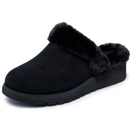 Hausschuh Skechers "KEEPSAKES WEDGE-TIME TO CRUISE", Damen, Gr. 39, schwarz, Veloursleder, unifarben, Basic, Schuhe Hausschuh, Pantoffel, Slipper mit Warmfutter