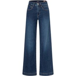 Stretch-Jeans MAC "RICH PALAZZO", Damen, Gr. 42, L&auml;nge 32, night blau netwash, Denim/Jeans, Obermaterial: 89% Baumwolle, 8% Polyester, 3% Elasthan, weit lang, Jeans Stretch-Jeans, Naht-Details an den Ges&auml;&szlig;taschen