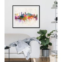 Bild queence "Skyline Color Splash", bunt (farbe rahmen: schwarz, farbe bild(er): bunt), B:40cm H:30cm, Acrylglas, Holz, Papier, Bilder, Bild, HD Premium Poster-Druck inkl. Holzrahmen