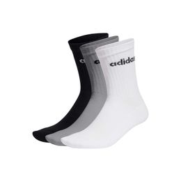 Kurzsocken adidas originals "Socken Linear Crew Cushioned 3er Pack", Damen, Gr. 40-42, bunt (schwarz, grau, wei&szlig;), Obermaterial: 75% Baumwolle CO. 22% Polyester PES. 2% Elasthan EL. 1% Nylon NY., Socken Kurzsocken