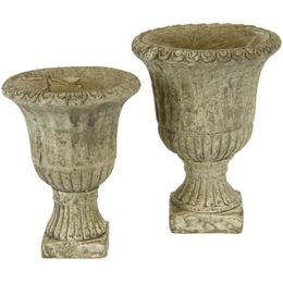 &Uuml;bertopf I.GE.A. "Antik-Betonpokal", grau, B:13cm H:17cm T:13cm, Beton, Pflanzgef&auml;&szlig;e, &Uuml;bertopf