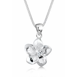 Silberkette Elli DIAMONDS "Halskette Frangipani Bl&uuml;te Diamant (0.03 ct) 925 Silber" Gr. 45, wei&szlig;, Halsketten, Damen, Silber 925 (Sterlingsilber), Silberkette