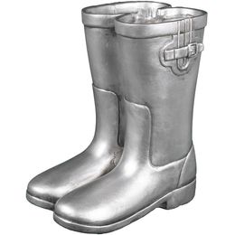 Wanddekoobjekt AMBIENTE HAUS "Gummistiefel Paar", silber (antiksilber), B:15cm H:28cm T:23cm, Polyresin, Wanddekoobjekte, Wanddekoobjekt