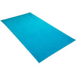 Strandtuch Vossen "Beach Club", blau (t&uuml;rkis), B:100cm L:180cm, Frotteevelours, Obermaterial: 100% Baumwolle, Handt&uuml;cher, Strandtuch, Badetuch, Uni Farben, mit Schriftzug