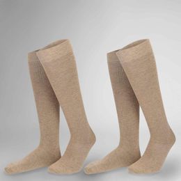 Kniestr&uuml;mpfe Hudson "Kniestrumpf Only 2-Pack", Herren, Gr. 43-46, beige (beigemeliert 0723), Obermaterial: 75% Baumwolle CO. 23% Polyamid PA. 2% Elasthan EL., Socken Kniestr&uuml;mpfe