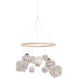 babyFEHN Mobile FEHN "Lazy, Crazy & Pink, Holz-Mobile Faultier", grau (grau, beige), Mobil&eacute;s, BabyB:29,5cm H:2,4cm L:48cm, Pl&uuml;sch, Softvelour, Mobile, B:29,5cm H:2,4cm L:48cm