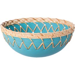 Dekoschale CREATIV HOME "Schale mit Sisalverzierung", blau (aqua), &Oslash;:20cm, Metall, Dekoschalen, Dekoschale