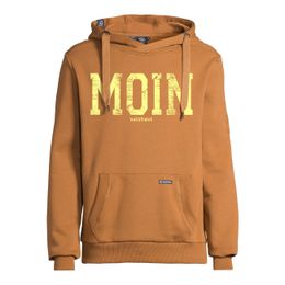 Kapuzenpullover SALZHAUT "Hoodie HEFF - MOIN", Herren, Gr. M, braun (hazelnut, neon gelb), Obermaterial: 55% Baumwolle CO. 45% Polyester PES., Pullover Kapuzenpullover