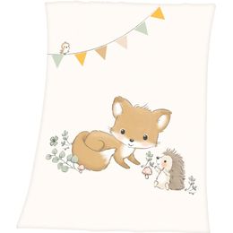 Babydecke Baby Best "Waldfreunde", beige, B:75cm L:100cm, Polyester, Wohndecken, Babydecke, mit niedlichem Tiermotiv, Kuscheldecke