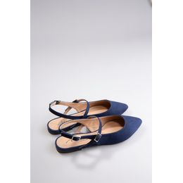 Slingpumps ANISTON SHOES, Damen, Gr. 36, blau (navy), Textil, Veloursleder, Schuhe Slingpumps, Flat, Sommerschuh, Riemchensandale - neue KOLLEKTION, schmale Form