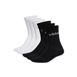 Kurzsocken adidas originals "Socken Linear Crew Cushioned 6er Pack", Damen, Gr. 43-45, schwarz (schwarz, wei&szlig;), Obermaterial: 75% Baumwolle CO. 22% Polyester PES. 2% Elasthan EL. 1% Nylon NY., Socken Kurzsocken