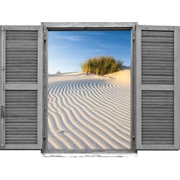 Wandtattoo queence "Strand", beige (natur), B:80cm H:60cm T:0,1cm, Wandtattoos, Wandtattoo, Wandsticker, Wandbild, selbstklebend, 3D, Fenster