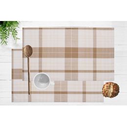 Platzset my home "Candise", beige, B:45cm L:30cm, Obermaterial: 100% Polyester, Platzsets, Platzset, 45 x 30, Karomuster, weiche Haptik, Esszimmer, Wohnzimmer, K&uuml;che