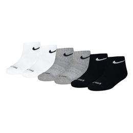 Socken Nike Sportswear "NHB DF PERF BASIC QUARTER", M&auml;dchen, Gr. 27-34,5, dk grau heath, Obermaterial: 66% Baumwolle, 30% Polyester, 3% Elasthan, 1% Nylon, Socken Socken, speziell f&uuml;r Kinder, 6er Set, sportlicher Stil, elastische Passform