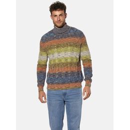 Rundhalspullover Babista "Pullover MELIANO", Herren, Gr. XXL, orange (orange gestreift), Obermaterial: 54% Baumwolle CO. 46% Polyacryl PAN., Pullover Rundhalspullover