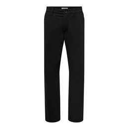 Only & Sons Chinohose ONLY & SONS "ONSROMA SLIM POCKET CHINO PANT OTL", Herren, Gr. 30, L&auml;nge 32, schwarz, Web, Obermaterial: 95% Polyester, 5% Elasthan, unifarben, slim fit kn&ouml;chellang, Hosen Chinohose