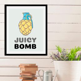 Bild queence "Juicy Bomb", gelb (farbe rahmen: schwarz, farbe bild(er): gelb), B:30cm H:40cm, Acrylglas, Holz, Papier, Bilder, Bild, gerahmt