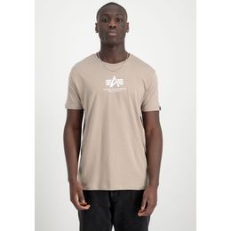 Rundhalsshirt Alpha Industries "Basic T ML", Herren, Gr. XL, beige (vintage sand), Single Jersey, Obermaterial: 100% Baumwolle, bedruckt, normal normal, Rundhals, gerader Abschluss, Shirts Rundhalsshirt, Baumwolle, regular fit