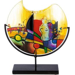 Tischvase CASABLANCA BY GILDE "Silhouette, Dekovase", bunt, B:32cm H:38cm T:10cm, Glas, Metall, Vasen, Tischvase, Vase aus Glas, mit schwarzem Metallfu&szlig;, H&ouml;he 38 cm