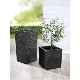 Pflanzk&uuml;bel Gilde "Pflanzgef&auml;&szlig; "Serenity", grau (anthrazitfarben), B:34cm H:66cm T:34cm, Kunststoff, Pflanzgef&auml;&szlig;e, Pflanzk&uuml;bel