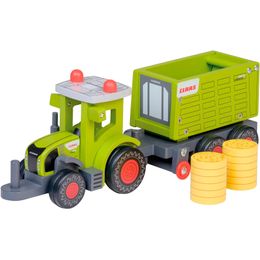 Spielzeug-Traktor Happy People "CLAAS Kids Axion 870", gr&uuml;n, Spielzeugfahrzeuge, KinderB:11cm H:12,5cm T:34,5cm, Holz, Spielzeug-Traktor, aus Holz, mit Kipper, B:11cm H:12,5cm T:34,5cm