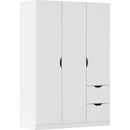 Kleiderschrank Rauch "Freiham", wei&szlig;, B:136cm H:197cm T:54cm, Holzwerkstoff, Schr&auml;nke, Kleiderschrank, mit Griffmulden und Schubk&auml;sten