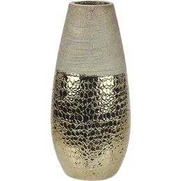 Dekovase I.GE.A. "Blumenvase", braun, B:14cm H:31cm, Keramik, Vasen, Dekovase, Dekovase Zylindervase silber wei&szlig; gl&auml;nzend Blumenvase Modern Tischvase