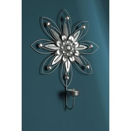 Wandblaker "Billala, silberfarben", silber (silberfarben), B:25,5cm H:5,5cm T:32cm, Metall, MyFlair M&Ouml;BEL & ACCESSOIRES, Kerzenhalter, Wandblaker, modern, Landhaus, Shabby Chic, silberfarben