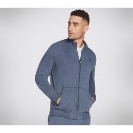 Kapuzensweatjacke Skechers "THE HOODLESS HOODIE GOWALK EVERYWHE", Herren, Gr. XXL, blau (indigo (blau iris single dye)), Sweatware, Obermaterial: 54% Baumwolle, 46% Polyester, Rippstrickb&uuml;ndchen, Sweatjacken Kapuzensweatjacke