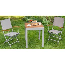 Gartentisch Merxx "Balkonauszieh-tisch", beige (beige, silber), B:65cm H:75cm T:130cm, Tische, Gartentisch, 65x130 cm, Topseller