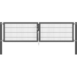 Zaundoppelt&uuml;r Alberts "Flexo Plus", grau (anthrazit), B:300cm H:80cm, Stahl, Tore, Zaundoppelt&uuml;r, anthrazit, verschiedene Abmessungen