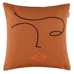 Dekokissen Musterring "Visage", orange, B:38cm L:38cm, Obermaterial: 70% Polyester, 30% Leinen, Dekokissen_Sitzkissen_Kissenh&uuml;llen, Dekokissen, mit Leinen