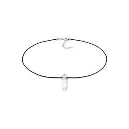 Choker Elli Premium "Halskette Choker Nylon Kristallspitze 925 Silber" Gr. 32, schwarz, Halsketten, Damen, ohne Stein, Silber 925 (Sterlingsilber), Choker