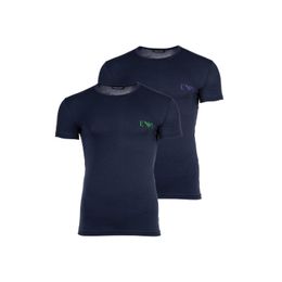 T-Shirt Emporio Armani "T-Shirt BOLD MONOGRAM 2er Pack", Damen, Gr. S, blau (marine), Obermaterial: 95% Baumwolle CO. 5% Elasthan EL., Shirts T-Shirt