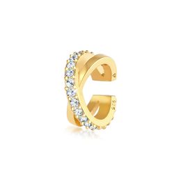 Ohrklemme Elli "Ohrringe Earcuff Gekreuzt Kristalle 925 Silber" Gr. 12, gold, Ohrringe, Damen, mit Stein, Silber 925 (Sterlingsilber), Ohrklemme