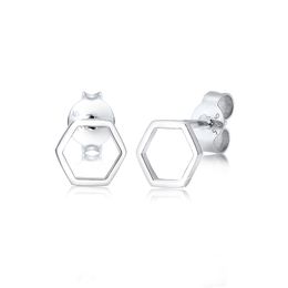 Paar Ohrstecker Elli "Ohrringe Hexagon Geo Trend Minimal Filigran 925 Silber" Gr. 7, silber, Ohrringe, Damen, ohne Stein, Silber 925 (Sterlingsilber), Paar Ohrstecker
