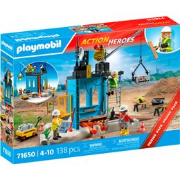 Konstruktions-Spielset Playmobil "Baustelle (71650), Action Heroes", bunt, Spielbausteine, Kinder, Kunststoff, Konstruktions-Spielset, Made in Europe