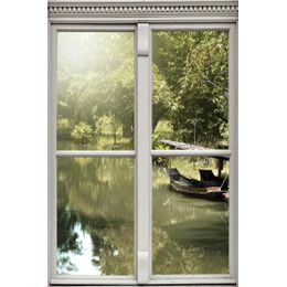 Wandsticker queence "Fluss", gr&uuml;n, B:40cm H:60cm T:0,1cm, Wandtattoos, Wandsticker, Wandsticker, Wandbild, selbstklebend, 3D, Fenster