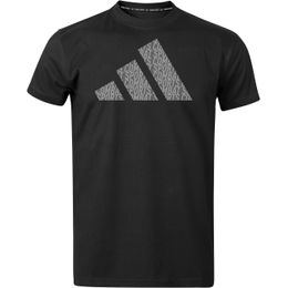 T-Shirt adidas Performance "Perfo Script Graphic Tee" Gr. M, schwarz (schwarz, grau), Shirts, Herren, M, Obermaterial: 100% Baumwolle, T-Shirt