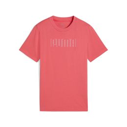 T-Shirt Puma "SPORT GRAPHIC TEE G", M&auml;dchen, Gr. 164, peach frost, Jersey, Obermaterial: 100% Baumwolle, bedruckt, regular fit normal, Rundhals, Shirts T-Shirt, f&uuml;r Jugendliche, Gummiprint-Applikation, Kurzarmdesign